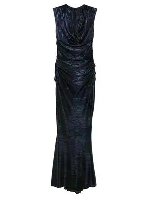 Talbot Runhof Pleated Lurex Gown - Blue