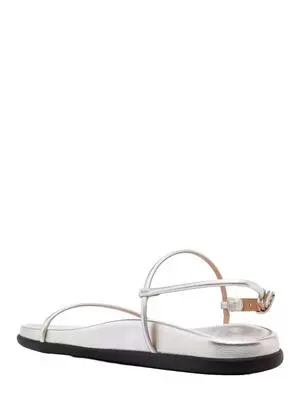 ANCIENT GREEK SANDALS Semystra Leather Flat Sandals - Silver