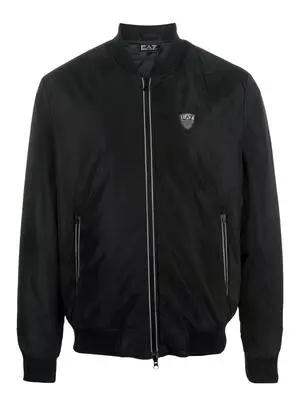 EA7 Logo-patch Zip-up Bomber Jacket - Black