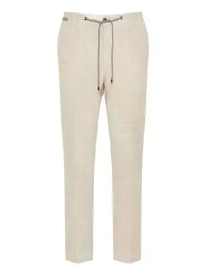 Corneliani Drawstring Linen Trousers - Neutrals