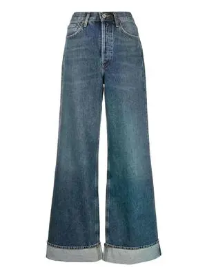 AGOLDE Dame Wide-leg Organic-cotton Jeans - Blue