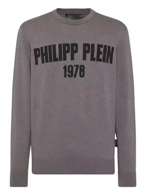 Philipp Plein 1978 Intarsia-knit Logo Sweater - Grey