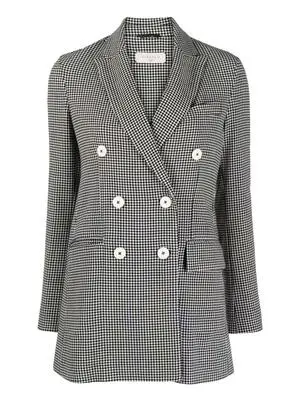 CIRCOLO 1901 Check-print Double-breasted Blazer - Black
