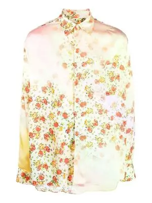 Marni Floral-print Long-sleeve Shirt - Neutrals