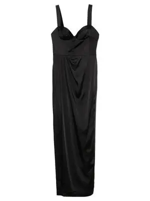 Marchesa Satin Bustier Gown - Black