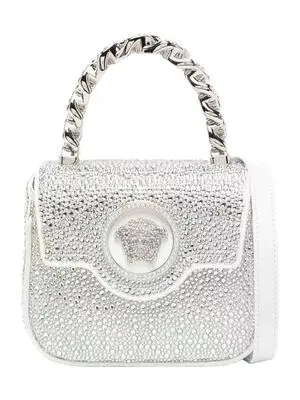Versace La Medusa Crystal-embellished Mini Bag - Silver