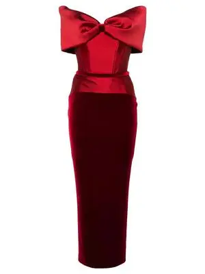 CRISTALLINI Off-shoulder Taffeta Gown - Red