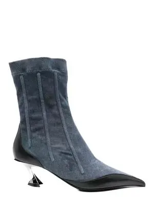 MUGLER 55mm Boned Fang Ankle Boots - Blue