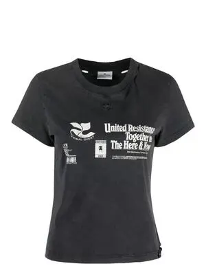 COURREGES Resistance Destroyed Cotton T-shirt - Grey