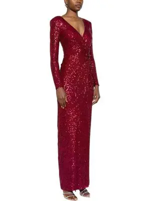 NISSA Sequin Embellished Floor-length Gown - Red