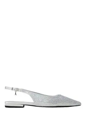 TWINSET Rhinestone-embellished Slingback Ballet Flats - Silver