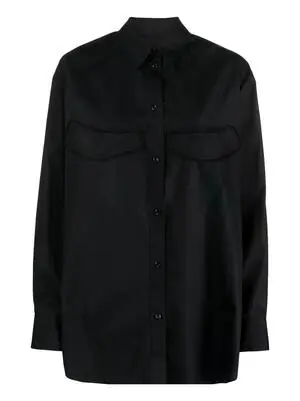 Simone Rocha Appliqué-detail Side Button-fastening Shirt - Black