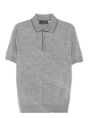 BRETT JOHNSON Wool Short-sleeve Polo Shirt - Grey