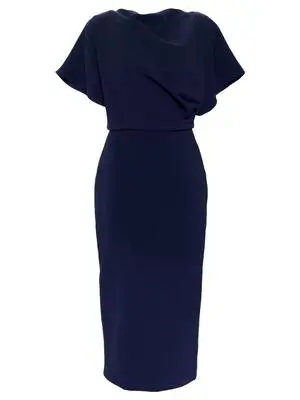 Amsale Draped Detailing Midi Dress - Blue