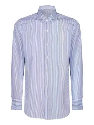 FINAMORE 1925 Striped Cotton Shirt - Blue