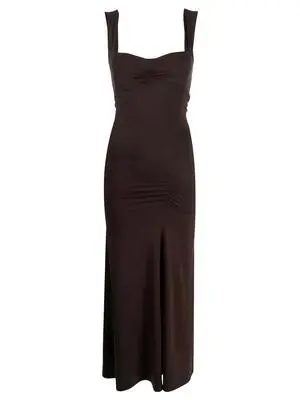 REFORMATION Suvi Ruched Midi Dress - Brown