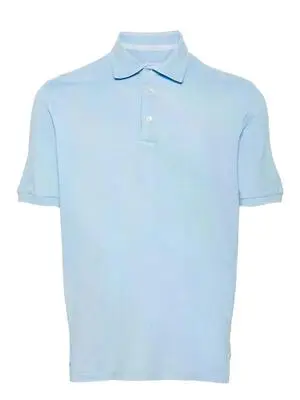 Fedeli Short-sleeve Piqué Polo Shirt - Blue