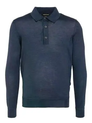 TOM FORD Long-sleeved Polo Shirt - Blue