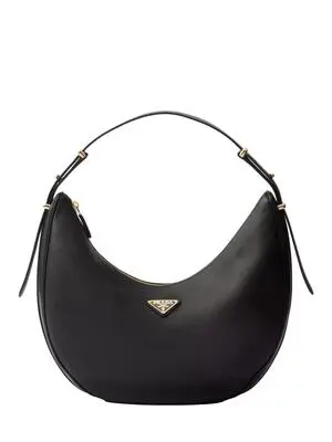 Prada Logo-plaque Leather Shoulder Bag - Black