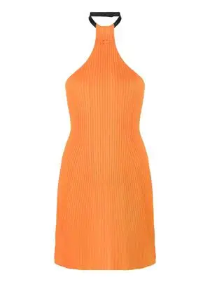 COURREGES Halterneck Ribbed-knit Mini Dress - Orange