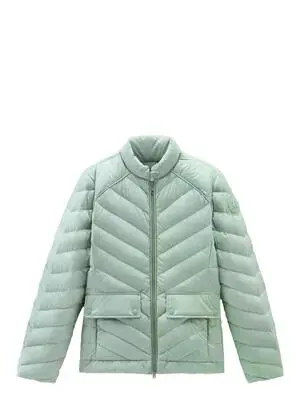 Woolrich Logo-appliqué Chevron-quilted Puffer Jacket - Green