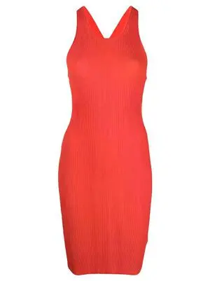 Iceberg Cut-out Ribbed-knit Dress - Red