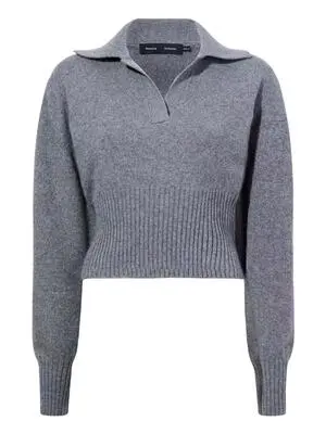 Proenza Schouler Jeanne Split-neck Ribbed-knit Jumper - Grey