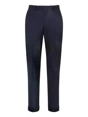 Brunello Cucinelli Tapered-Leg Wool Trousers Blue