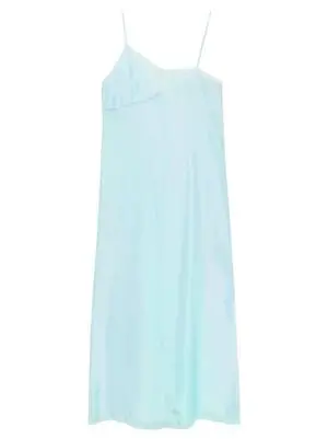 MAISON MARGIELA Asymmetric Silk Maxi Dress - Blue