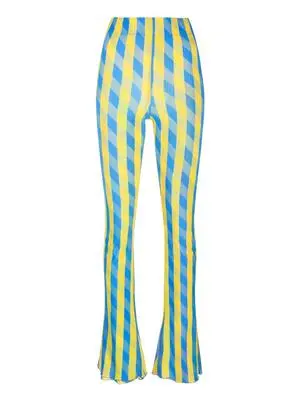 Sunnei Stripe Checked Slim-fit Trousers - Blue
