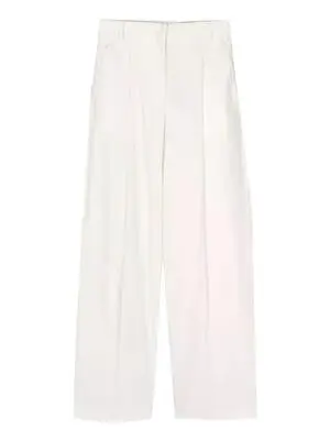 Officine Générale Pleated Poplin Straight Trousers - Neutrals