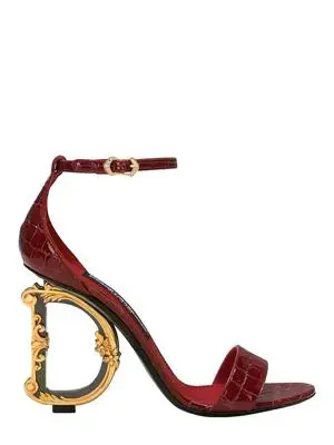 Dolce & Gabbana Baroque Dg-heel Leather Sandals - Red
