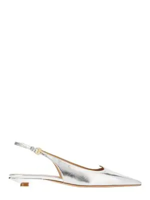 A.BOCCA Leather Ballerina Shoes - Silver