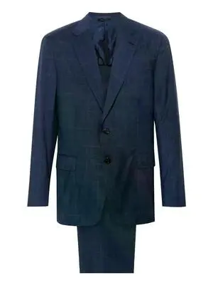 Brioni Checked Single-breasted Suit - Blue