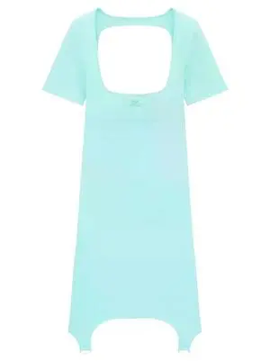 COURREGES Square-neck Cut-out Mini Dress - Blue