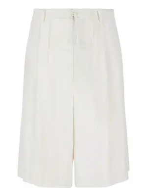 Gcds Logo-embroidered Pleated Bermuda Shorts - Neutrals