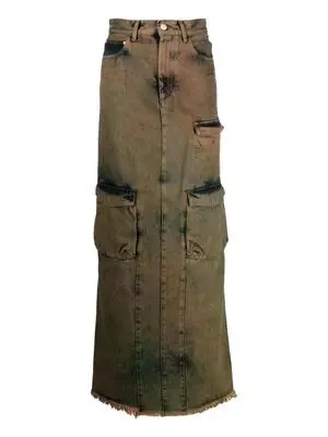 Gcds Maxi Denim Cargo Skirt - Brown