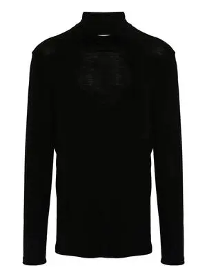 RÓHE Knitted Wool Roll Neck Sweater - Black