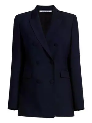 Another Tomorrow Double-breasted Merino Wool Blazer - Blue