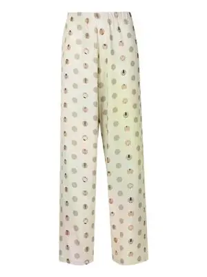 AMIR SLAMA Graphic-print Straight-leg Trousers - Neutrals