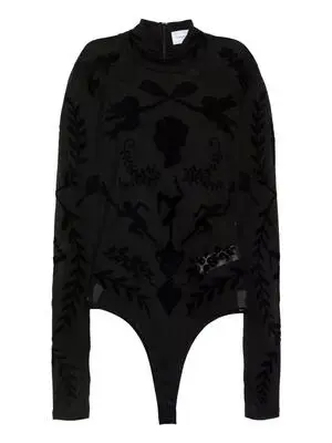 Casablanca Devoré-effect Bodysuit - Black