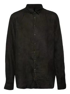 POÈME BOHÉMIEN Classic-collar Linen Shirt - Grey