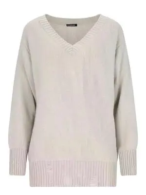 CANESSA Distressed Cashmere Sweater - Grey