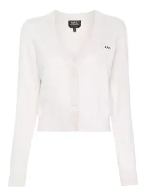A.p.c. Berenice Logo-embroidered Cardigan - Neutrals