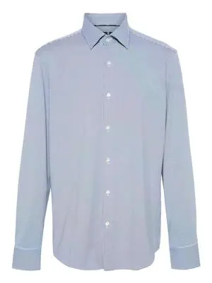 BOSS Gingham-check Long-sleeve Shirt - Blue