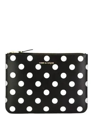 Comme Des Garçons Polka-dot Leather Pouch - Black