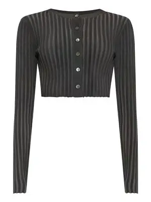 Alexander Wang Ribbed Cropped Cardigan - Black