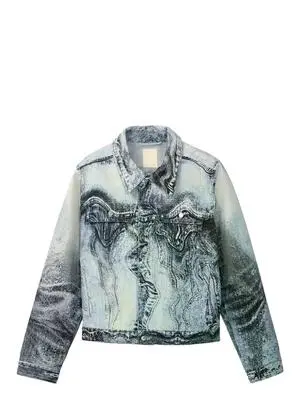 Camper Swirl-Print Denim Jacket Blue