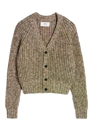 AMI Paris Ribbed Cardigan - Neutrals