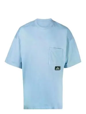 OAMC Logo-patch Organic-cotton T-shirt - Blue